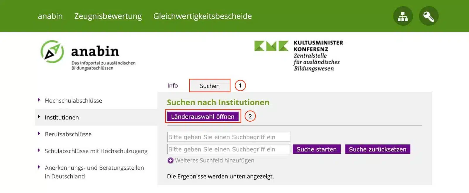Guide to navigate the anabin information portal – German Educare
