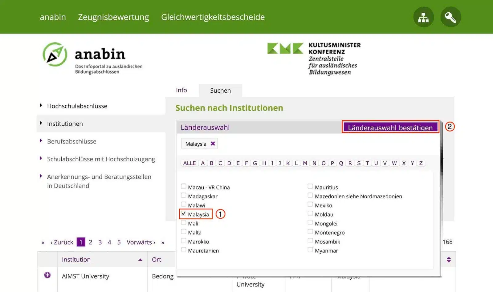 Guide to navigate the anabin information portal – German Educare